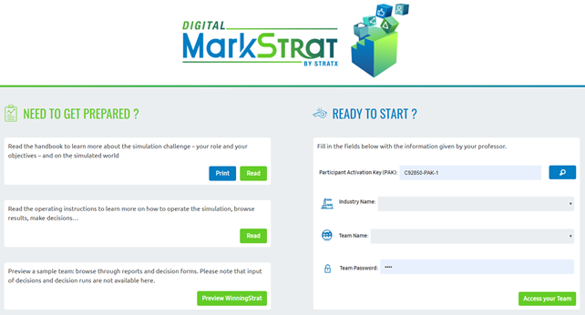 Starting a working session (log in)