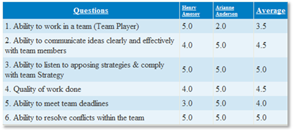 Peer-to-Peer Evaluation Questionnaire Reports